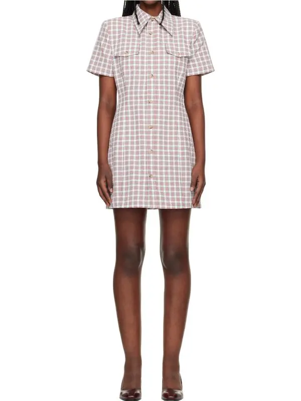WILLY CHAVARRIA Chavela Plaid Mini Dress - White