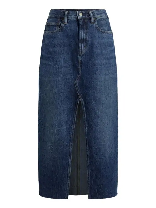 Polo Ralph Lauren Denim Maxi Skirt With Front Slit - Blue
