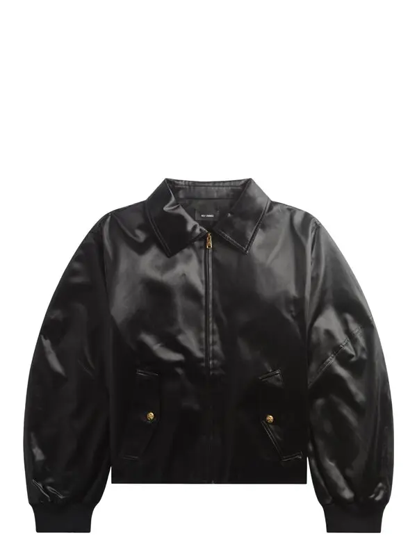 WILLY CHAVARRIA Opera Satin-finish Zip-up Bomber Jacket - Black