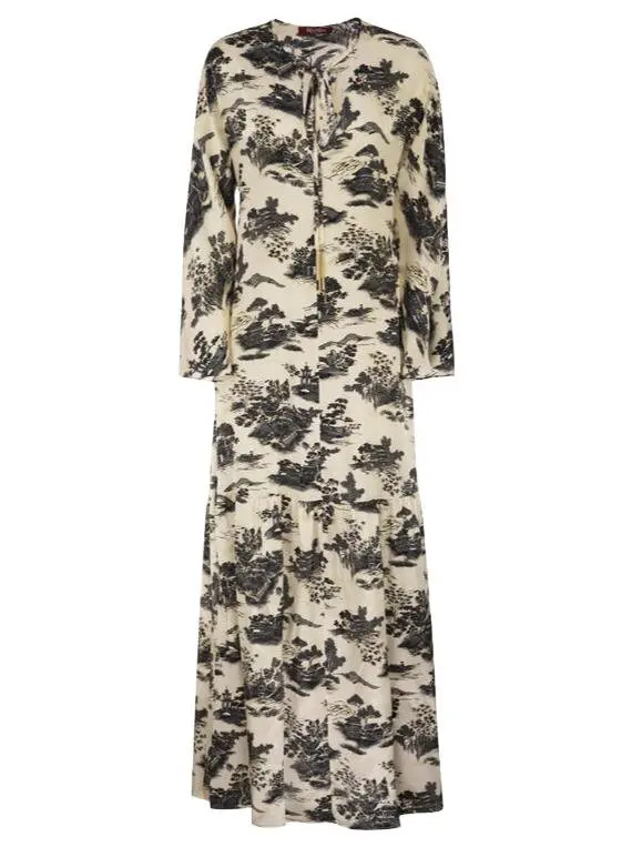 Max Mara Printed Maxi Dress - Nude