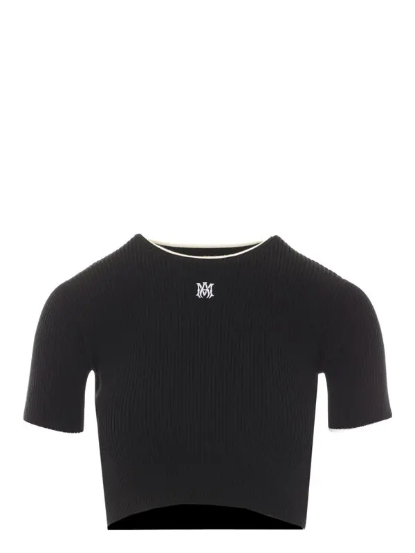 Amiri Cropped Crewneck T-shirt - Black