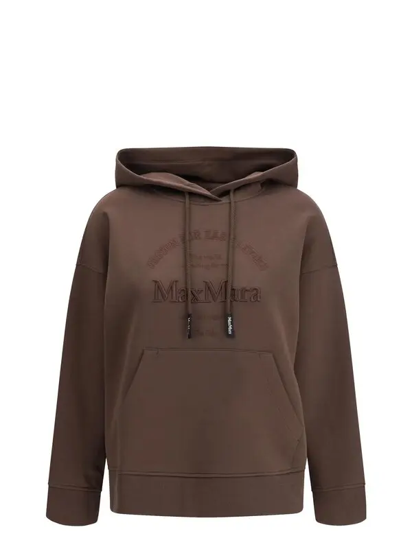 Max Mara Logo Embroidered Drawstring Hoodie - Chocolate-colored