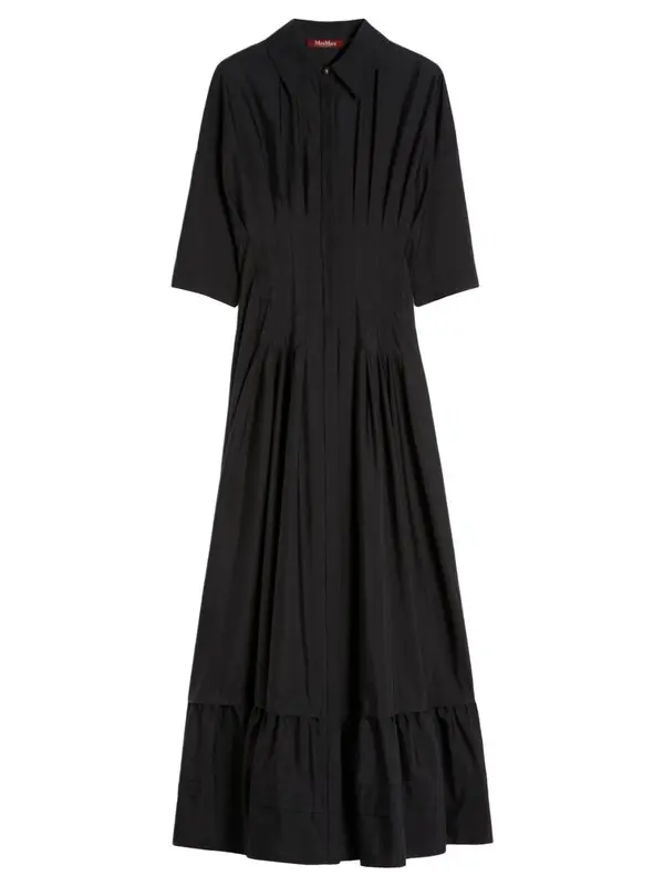 Max Mara Cotton Short-sleeve Maxi Dress - Black