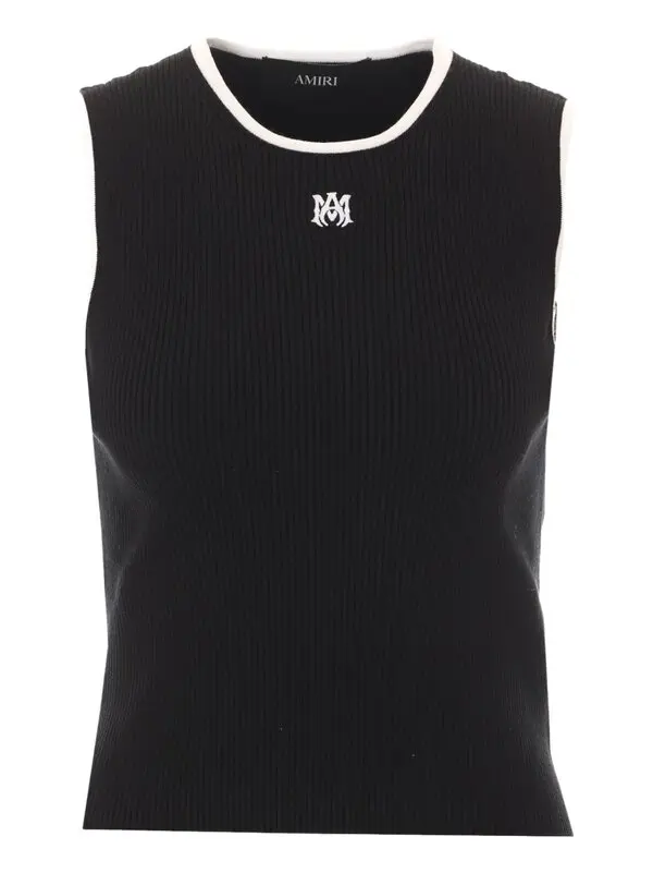 Amiri Sleeveless Ribbed Knit Vest - Black