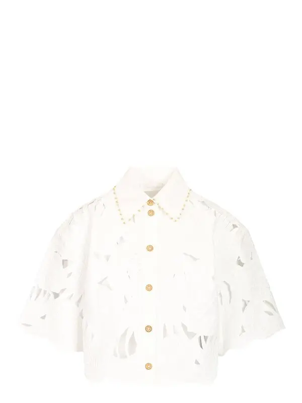 Zimmermann Mahon Embroidered Crop Shirt - No