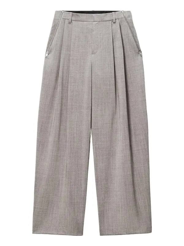 Alexander Wang Mid-rise Tailored Wide-leg Trousers - Light Heather Ash