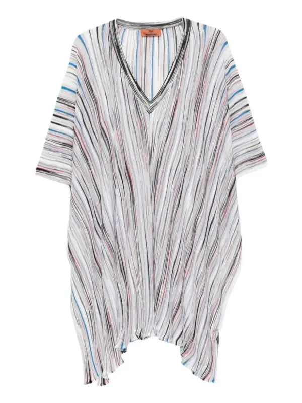 Missoni Striped V-neck Poncho - White/multicolour