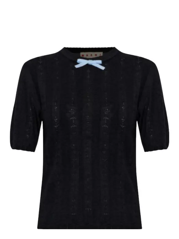 Marni Bow Embellished Knitted Jumper - Black