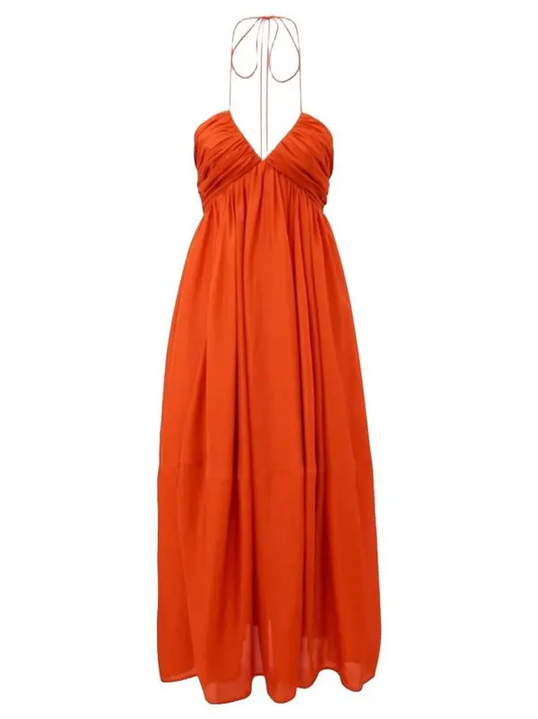 Zimmermann Halterneck Maxi Dress In Silk Habutae - Citrus