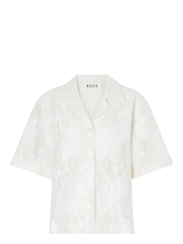 RÓHE Short-sleeved Lace Shirt - White