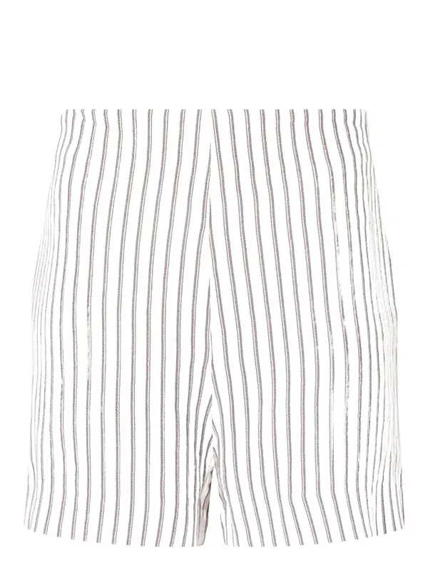 Tove Striped Linen Shorts - White