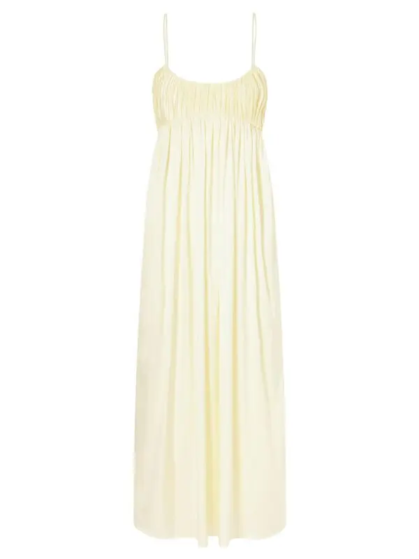 Tove Spaghetti Strap Pleated Maxi Dress - White