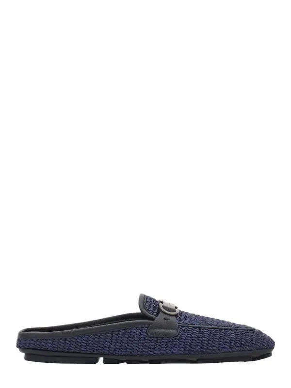 FERRAGAMO Gancini Ornament Mule - Navy Blue