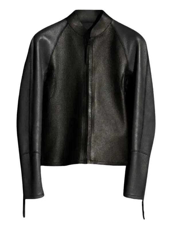 Gucci Grainy Leather Zip Jacket - Black