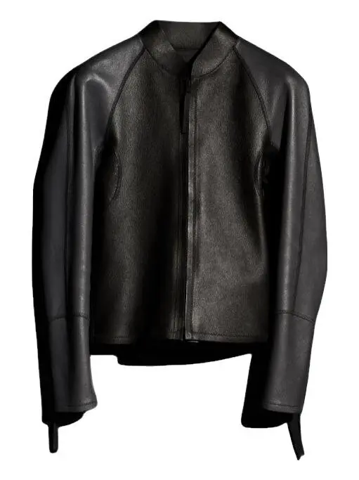 Gucci Grainy Leather Zip Jacket - Black