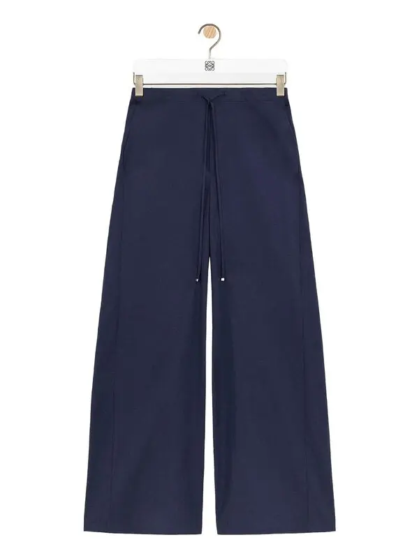 Loewe Drawstring Trousers With Anagram Embroidery - Navy Blue