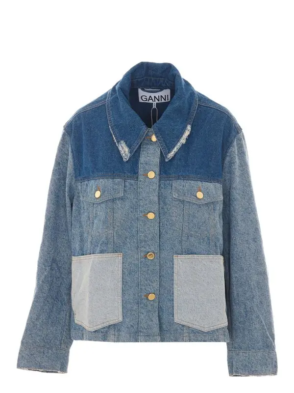 GANNI Patchwork Denim Jacket - No