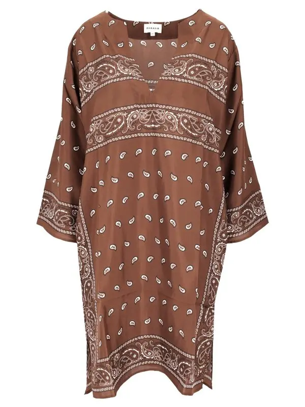 P.a.r.o.s.h Printed V-neck Dress - Brown