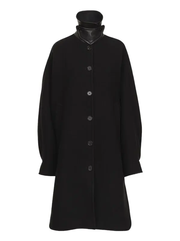 Chloé Wool Coat With Laced Collar - Black