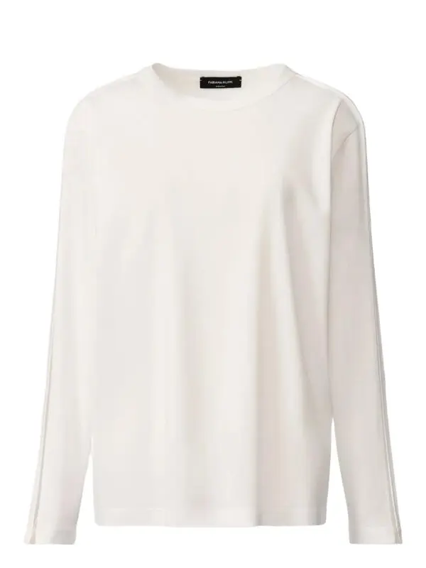 Fabiana Filippi Long Sleeve T-shirt With Round Neck - White