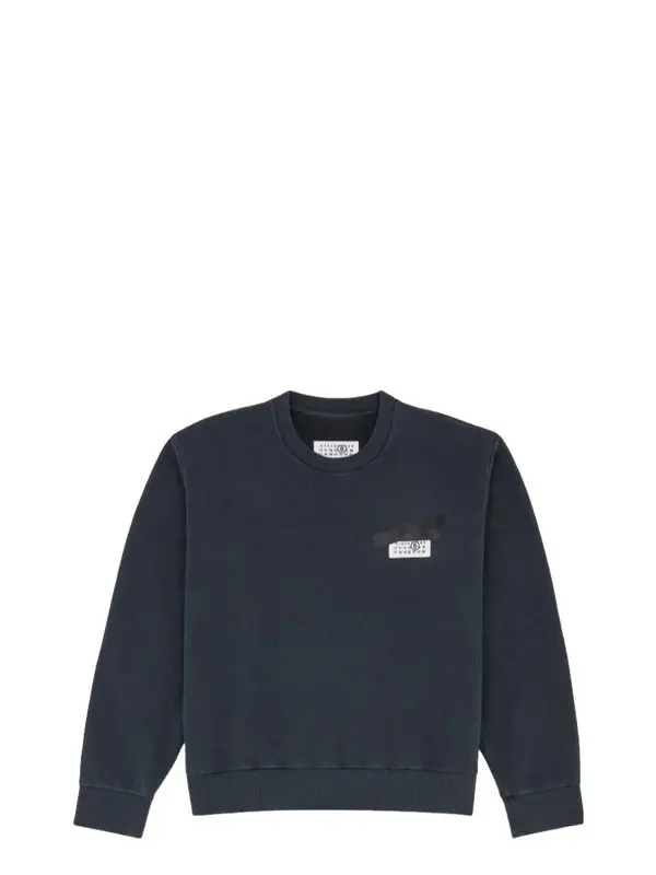 MAISON MARGIELA Crewneck Sweatshirt With Numeric Logo Patch - Black