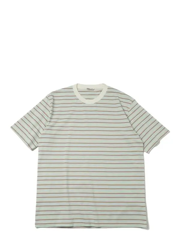 Auralee Striped Crewneck T-shirt - White