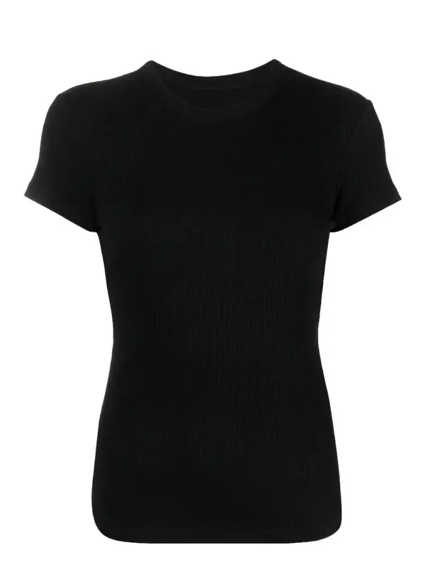Isabel Marant Étoile Slim Fit Ribbed Top With Embroidered Logo - Black