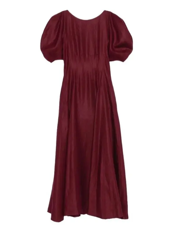 Gabriela Hearst Puff Sleeve Maxi Dress With Belted Waist - Brown