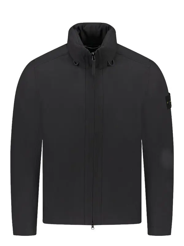 Stone Island High Neck Logo Patch Jacket - Black