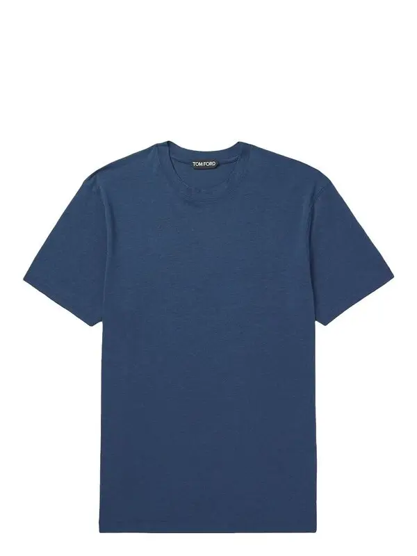 TOM FORD Lyocell And Cottonblend Jersey Tshirt - Navy