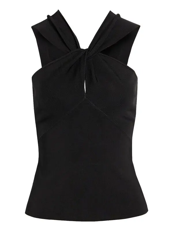 Zimmermann Twisted Ribbed-knit Halter Neck Top - Black
