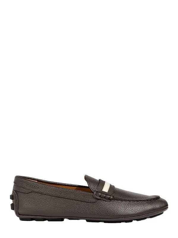 Bally Karlos Pebbled Leather Driving Shoes - Dark Brown
