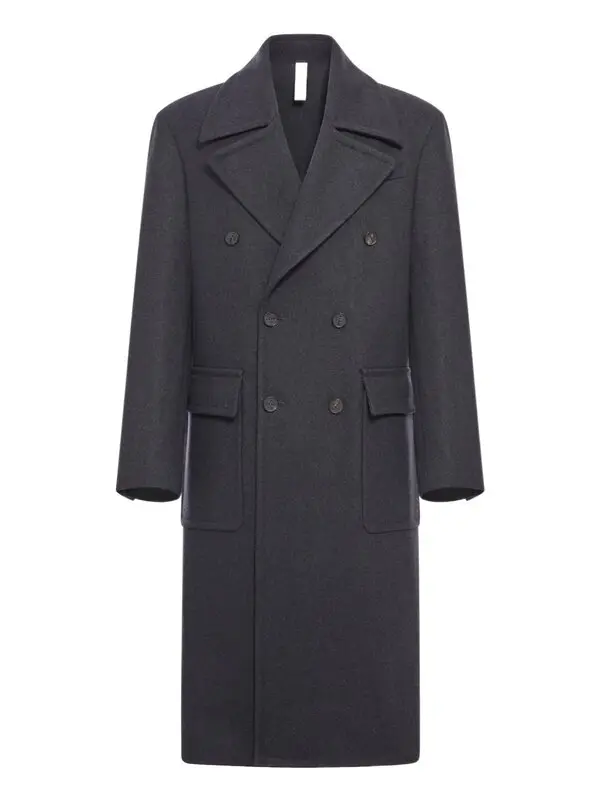 HEVO Double-breasted Herringbone Coat - Grey