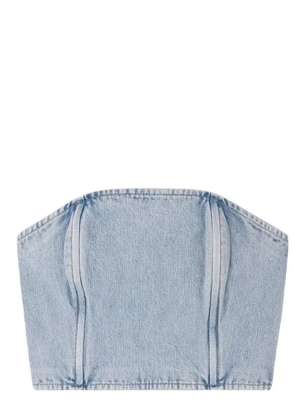 Wardrobe.NYC Strapless Denim Top - Light Blue