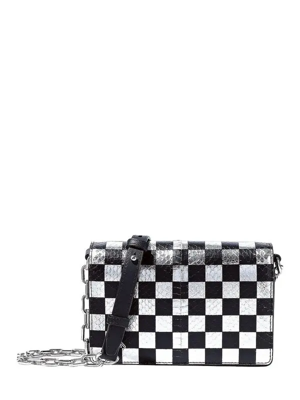 Alexander Wang Attica Metallic Checked Snake-effect Leather Shoulder Bag - Black