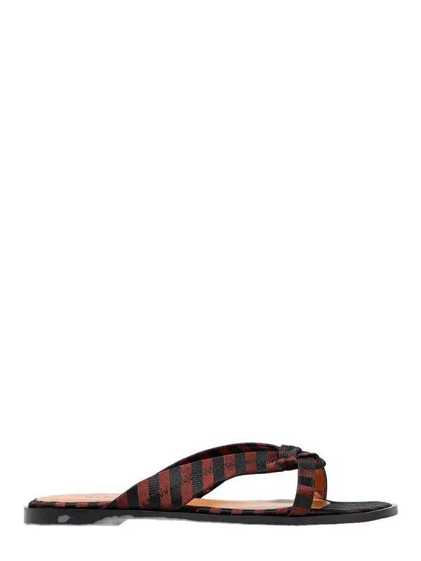 GANNI Mabelle Knotted Striped Sandals - Black