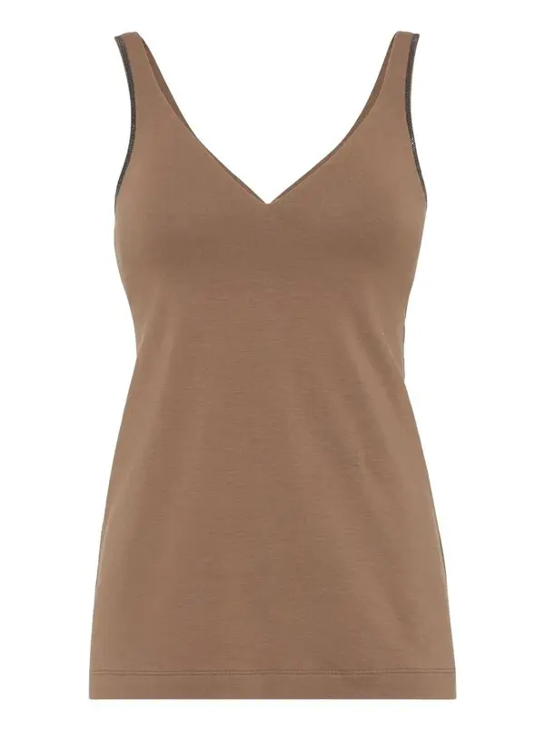 Brunello Cucinelli Sleeveless V-neck Camisole Top - Brown