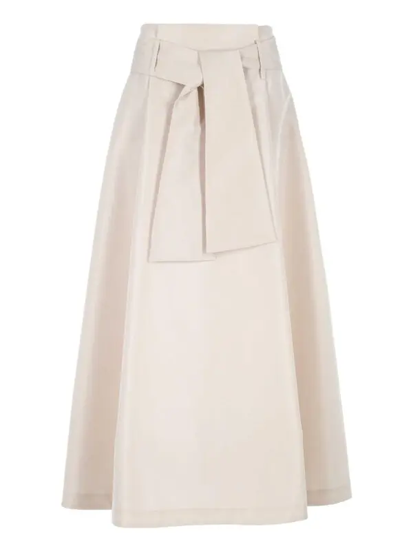 D.exterior Belted A-line Skirt - White