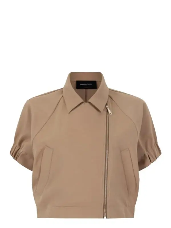 Fabiana Filippi Zip-up Jacket With Classic Collar - Nude