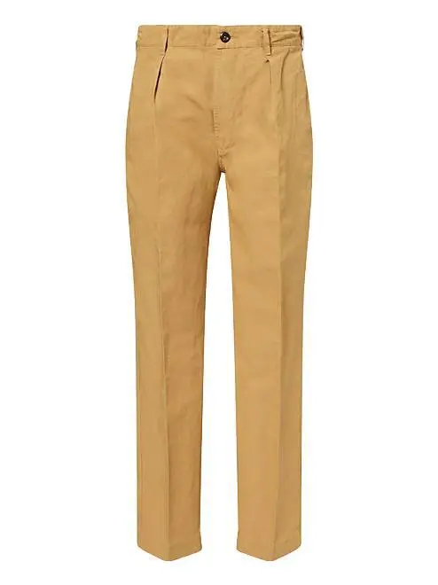 DRAKE'S Clean Games Straight-leg Cotton And Linen Trousers - Buff
