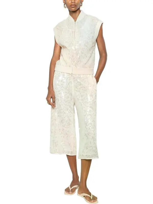 Peserico Sequin Embellished Zip-fastening Vest - Neutrals