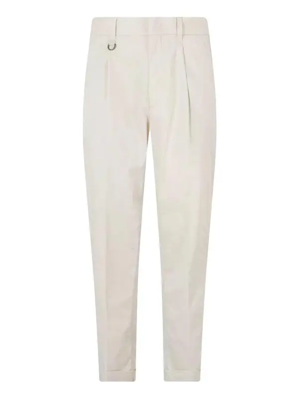 PAOLO PECORA Pleated Detail Turn-up Trousers - Neutrals