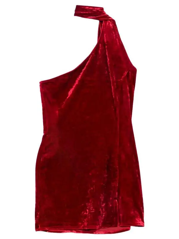 Gianfranco Ferre 1990s One-shoulder Velvet Mini Dress - Red