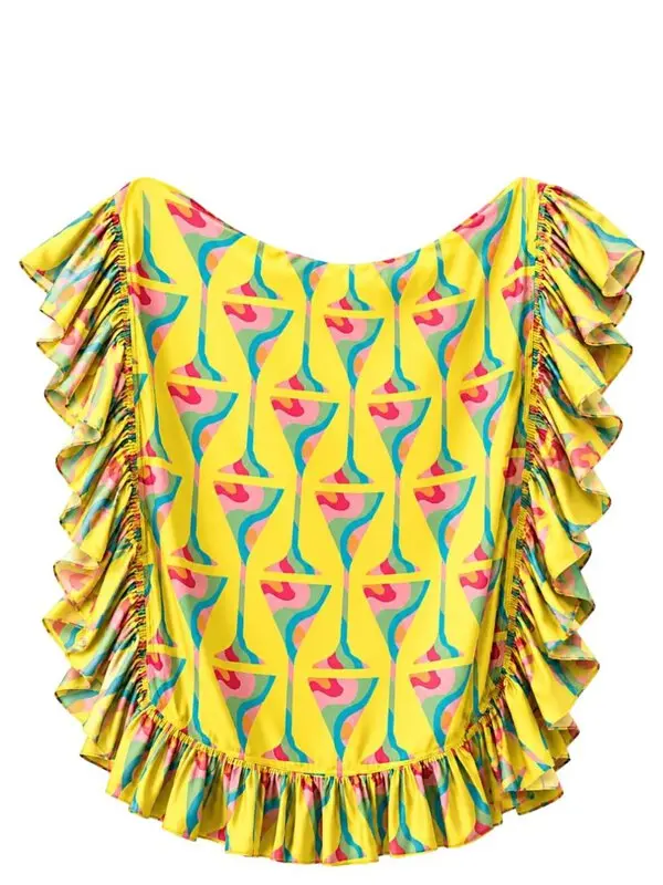 JULIA CLANCEY Lemon Martini Ruffle Mini Dress - Yellow