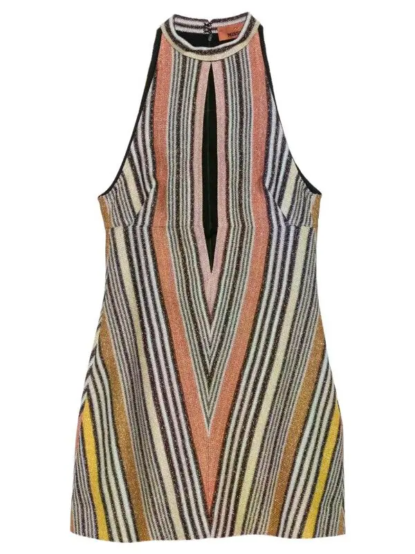 Missoni Chevron-knit Halterneck Dress - Brown