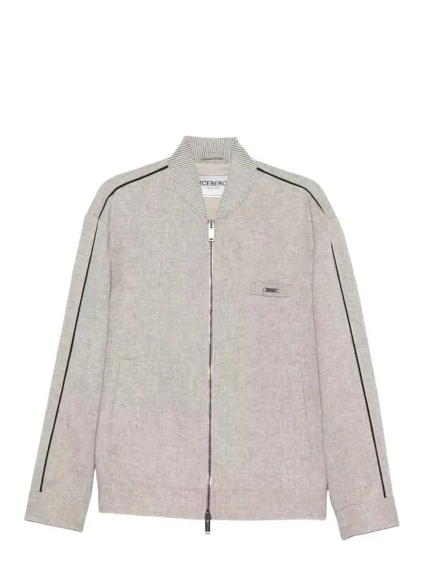 Iceberg Logo Plaque Side Stripe Jacket - Grey