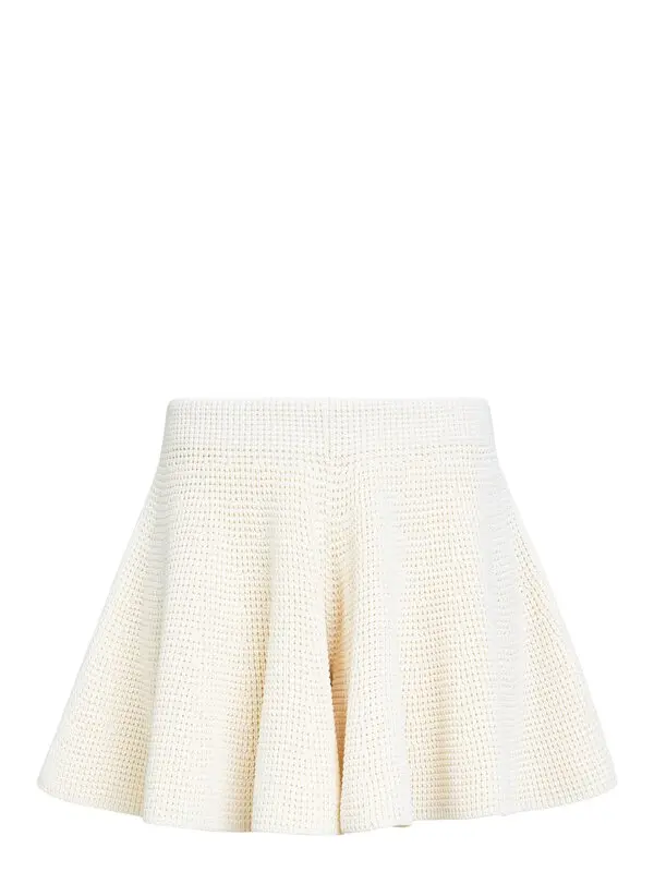 Alaïa Silk Waffle Knit Godet Shorts - White