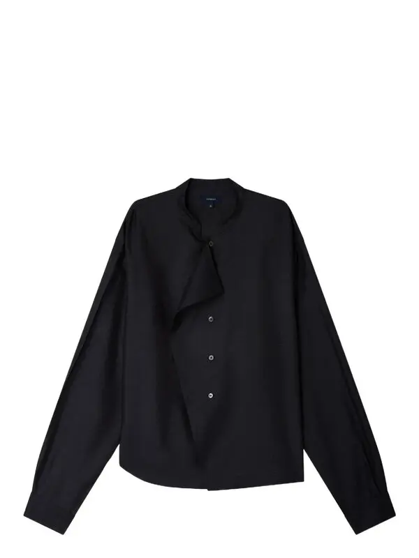 Soeur Long-sleeve Band Collar Shirt - Black