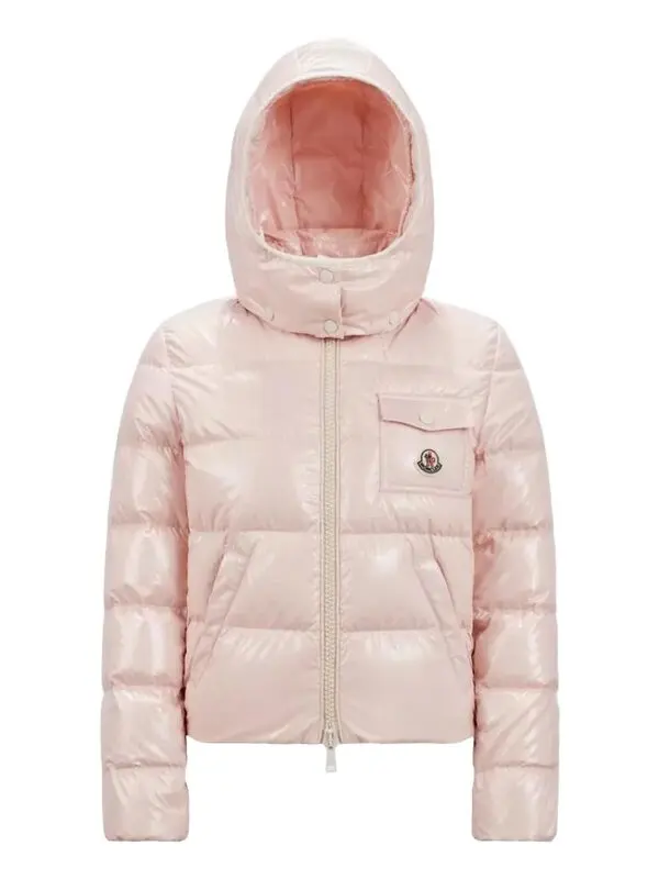 Moncler Short Padded Zip-up Jacket With Detachable Hood - Light Pink