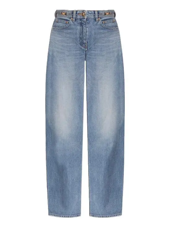 Versace Logo Patch Denim Jeans - Blue